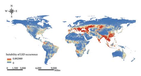 Suitability Map For The Lsd Occurrence The Warmer Colors Depict Areas