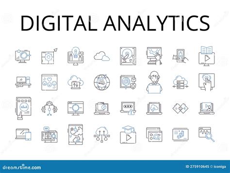 Digital Analytics Line Icons Collection Information Technology Social Media Online