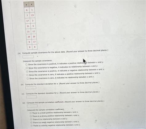 Solved A Compute Sample Covariance For The Above Data