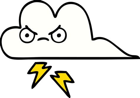 Cute Cartoon Thunder Cloud 10203142 Vector Art At Vecteezy