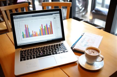 Premium AI Image Notebook Visualizing Statistics At Cafe