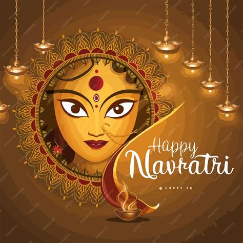 Happy Navratri Festival Background Durga Puja Concept Illustration