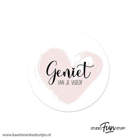 5 Stickers Rond 51 Mm Geniet Van Je Verlof Roze Kaarten En
