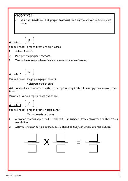 Multiplying Proper Fractions Maths Year 6