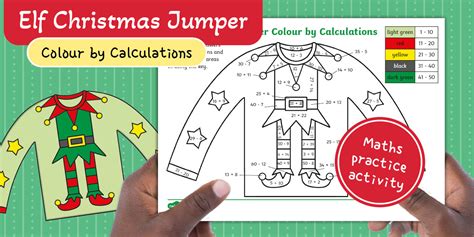 Elf Christmas Jumper Colour By Calculations