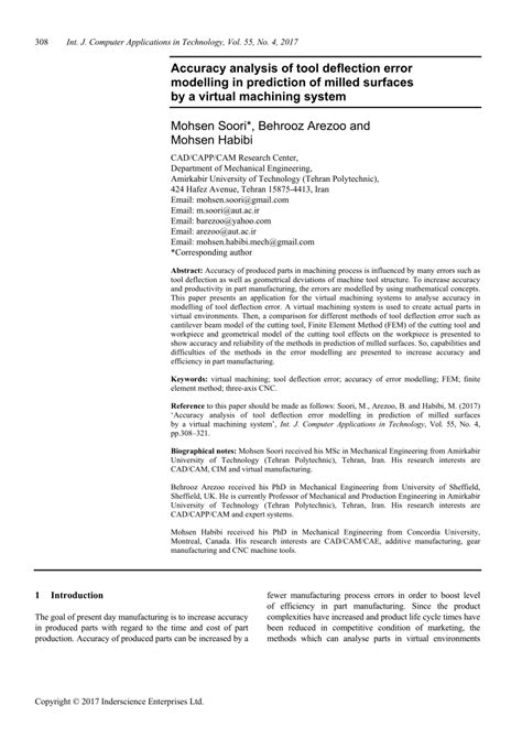 Pdf Accuracy Analysis Of Tool Deflection Error Modeling In Prediction Of Milled Surfaces By A