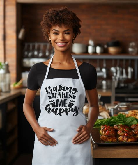 Baking Makes Me Happy Custom And Stylish Apron For Kitchen Professional
