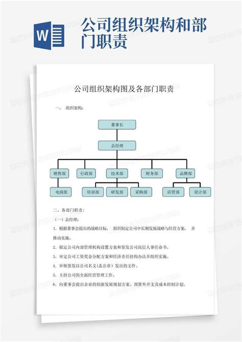 公司组织架构和部门职责word模板下载编号qpmkxdyo熊猫办公