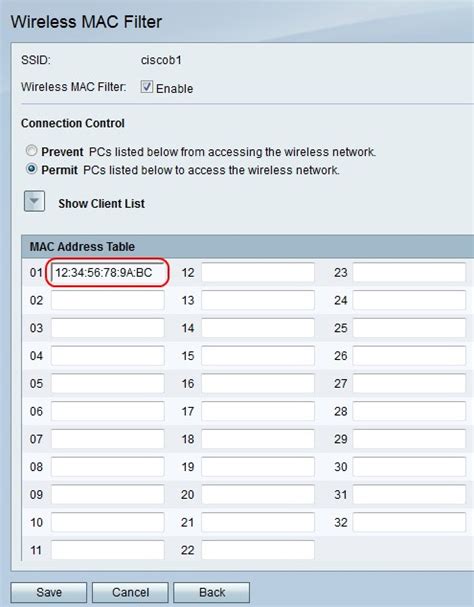 MAC Filtering For An SSID On The RV W Cisco