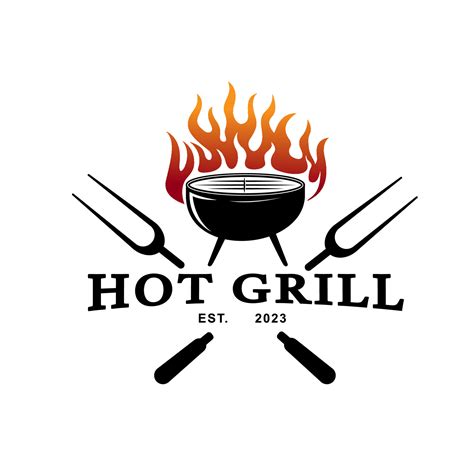 Barbecue Vintage Logo Concept Grill Tool With Fire Flame Stamp