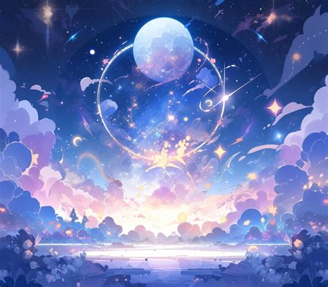 Premium Photo Anime Style Illustration Of A Beautiful Night Sky With