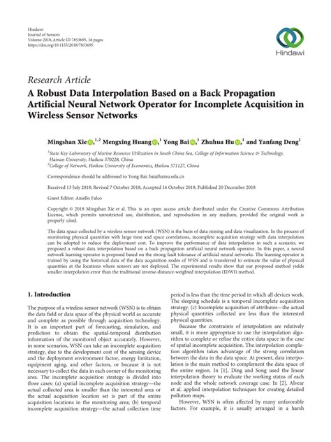 Pdf A Robust Data Interpolation Based On A Back Propagation Artificial Neural Network Operator