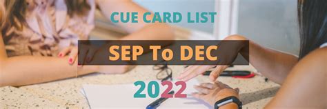 Cue Cards September To December 2022 New Cue Cards Sep To Dec 2022