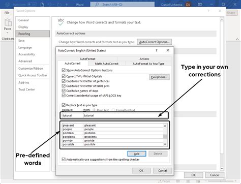Autocorrect Option