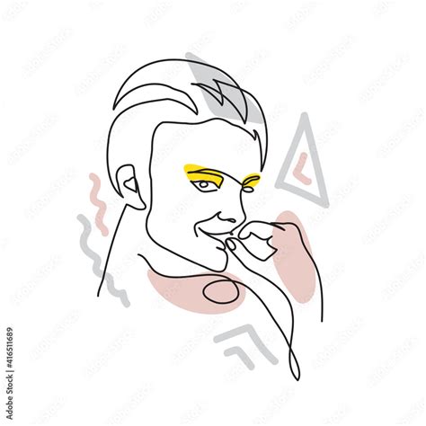 Nonbinary Androgynous Enby Genderqueer Non Binary Beauty Concept Face Line Art One