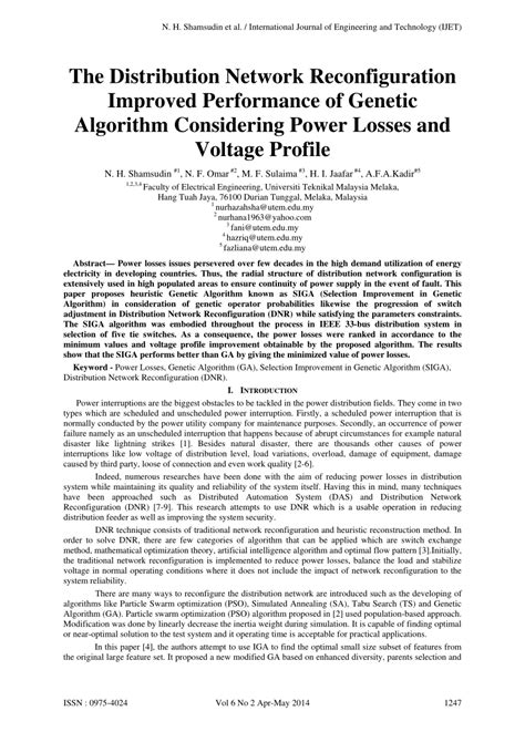 Pdf The Distribution Network Reconfiguration Improved Performance Of