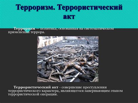 Международный терроризм угроза национальной безопасности России Виды терактов Их цели