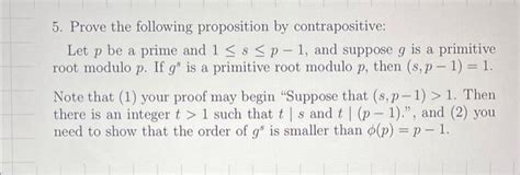 Solved Prove The Following Proposition By Contrapositive Chegg Com