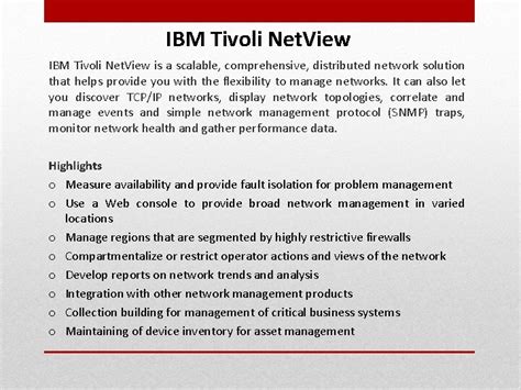 IBM TIVOLI Victoria Sardi IBM Tivoli Management Framework