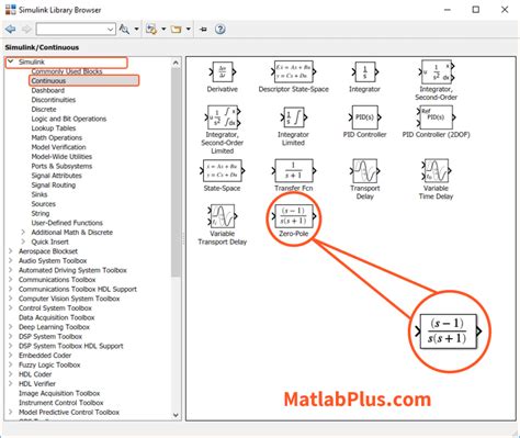 بلوک‌های تابع تبدیل در سیمولینک با حل مثال متلب‌پلاس