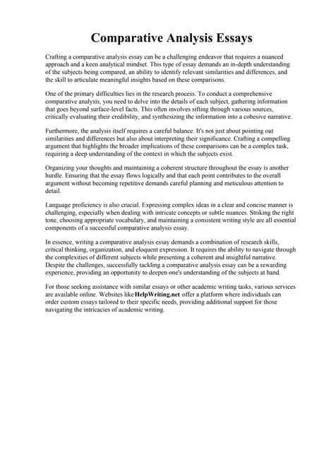 Comparative Analysis Essays How To Write A Comparative Analysis Essay