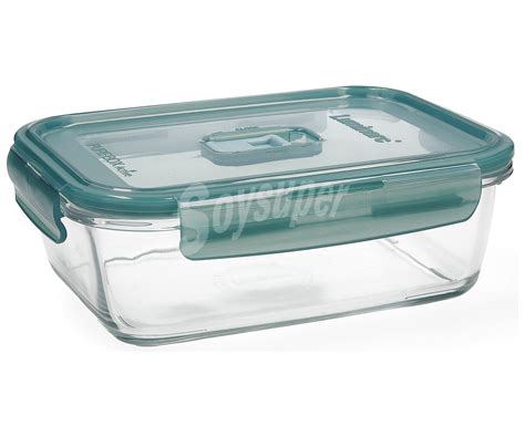 Luminarc Tupper hermético de vidrio rectangular con tapa de clip color