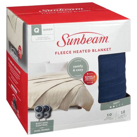 Sunbeam Electric Heated Blanket 84 X 90 Blue Polyester