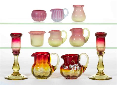 Assorted Gunderson Pairpoint Art Glass Articles Lot Of Ten Auction