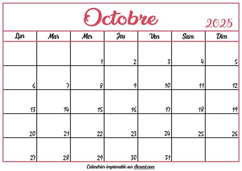 Calendrier Octobre 2025 à Imprimer Time Management Tools By Axnent