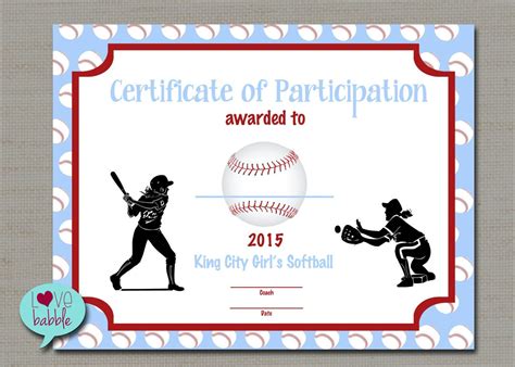 Printable Softball Certificates
