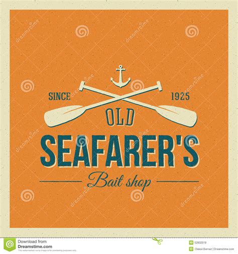 Vintage Nautical Vector Label Or Logo With Retro Stock Vector Illustration Of Ocean Bait
