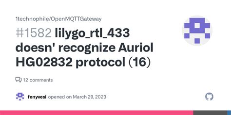 Lilygortl433 Doesn Recognize Auriol Hg02832 Protocol 16 · Issue