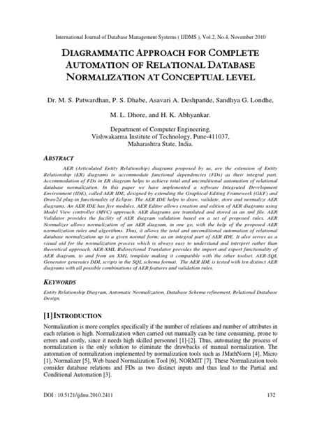 Pdf Diagrammatic Approach For Complete Automation Of Relational Database Normalization At