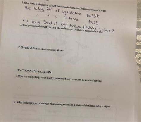 Solved 1 What Is The Boiling Point Of Cyclohexane And
