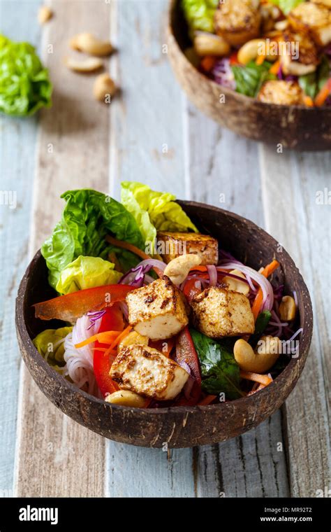 Vietnamese Style Salad With Tofu And Vermicelli Noodles Stock Photo Alamy