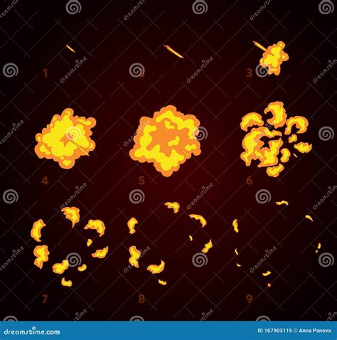 Animation Explosion Animation Of Fire Sprite For Games Stock Vector Illustration Of Sprite