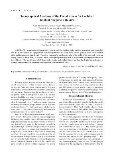 Topographical Anatomy Of The Facial Recess For 札幌医科大学