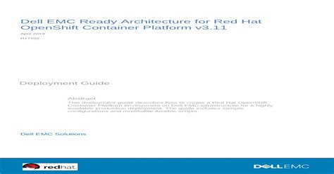 pdf dell emc ready architecture for red hat openshift · dell emc