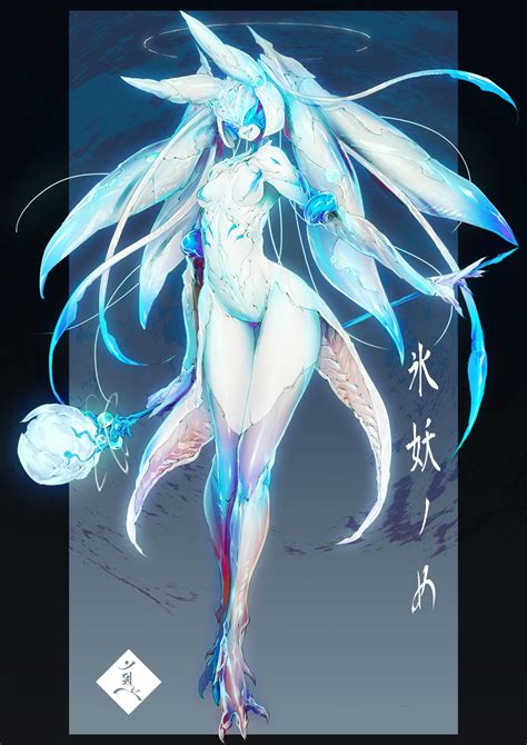 Mabo Original Highres Mixed Language Commentary Girl Aqua Eyes Blue Eyes Blue Skin