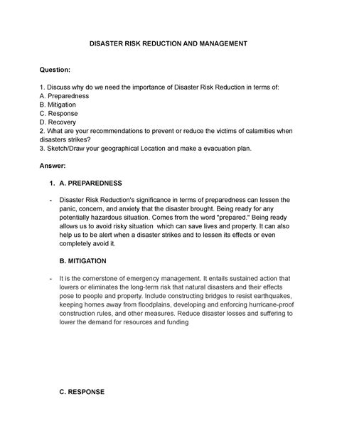 Drrm Nstp Disaster Risk Reduction And Management Question Discuss