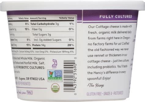 Nancys® Probiotic Organic Whole Milk Cottage Cheese 16 Oz Fred Meyer