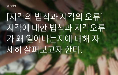 지각의 법칙과 지각의 오류 지각에 대한 법칙과 지각오류가 왜 일어나는지에 대해 자세히 살펴보고자 한다 레포트