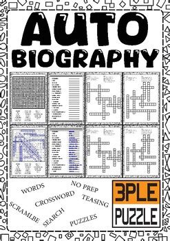 AUTOBIOGRAPHY Fun Puzzles Word Search Word Scramble Crossword