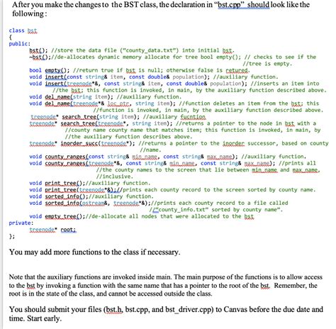 Solved Code In C Make Sure To Submit All Files Bst Cpp Chegg