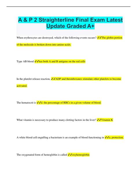 A P Straighterline Final Exam Latest Update Graded A A P Straighterline Stuvia US