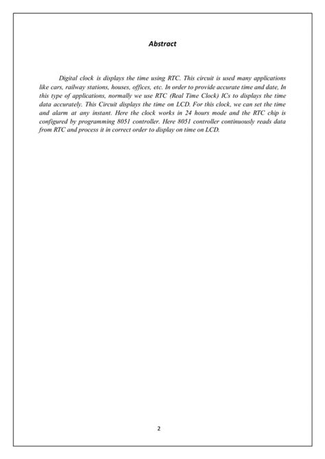 Project Report On The Digital Clock Using Rtc And Microcontroller 8051