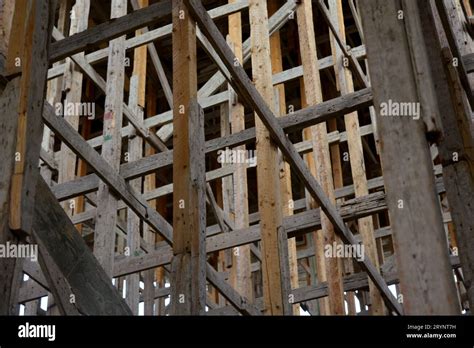 Wood Formwork And Scaffolding For Pouring Concrete And Support A Newly