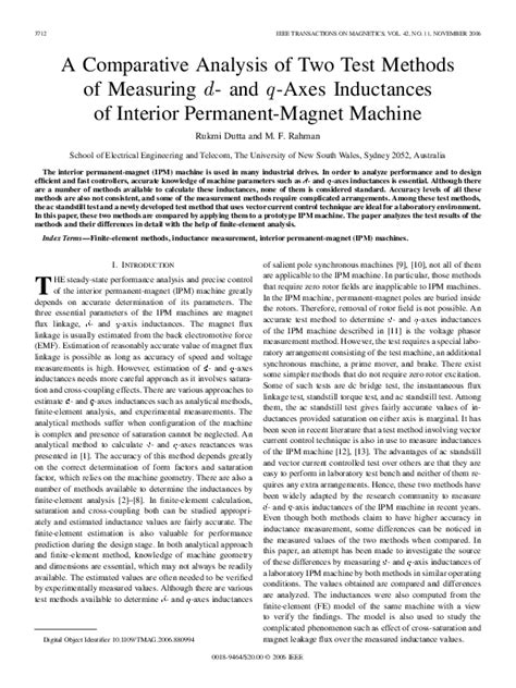 Pdf A Comparative Analysis Of Two Test Methods Of Measuring D And Q Axes Inductances Of