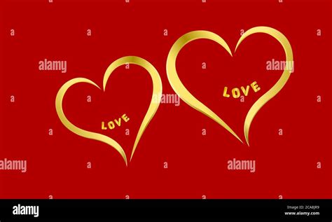 Two Glittering Gold Hearts Inside There Is The Word Love Is A Symbol