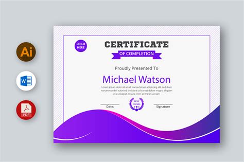 Certificate Of Completion Word Template